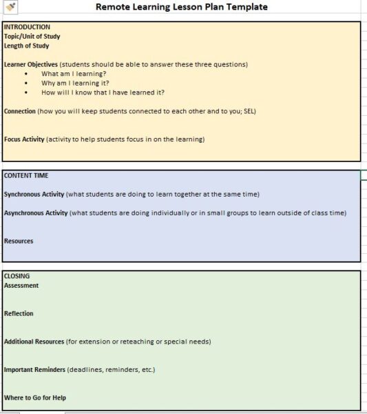 Lesson Plan Template for Remote Learning – TCEA TechNotes Blog