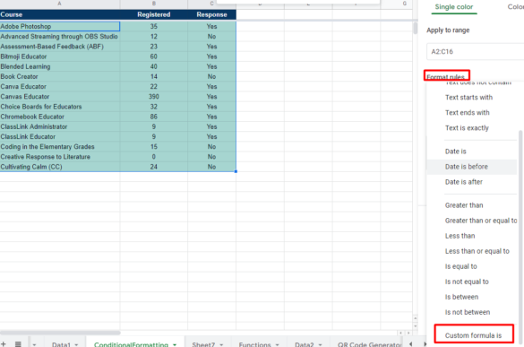 Google Sheets Tip: Conditional Formatting Custom Formulas – TCEA ...