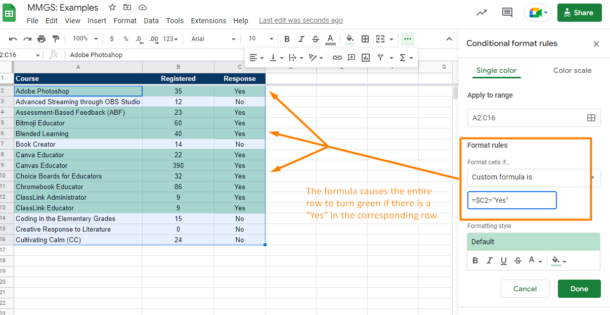 Google Sheets Tip: Conditional Formatting Custom Formulas – TCEA ...