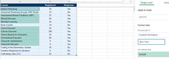 Google Sheets Tip: Conditional Formatting Custom Formulas – TCEA ... Google Sheets Tip: Conditional Formatting Custom Formulas – TCEA ...