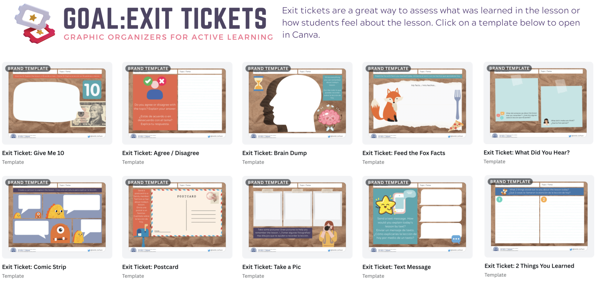 80 Graphic Organizer Templates for Active Learning – TCEA TechNotes Blog