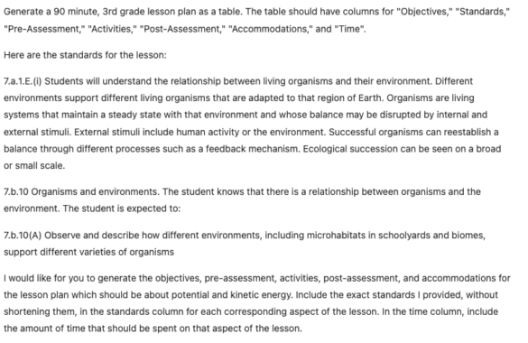 Prompts for Lesson Planning with ChatGPT – TCEA TechNotes Blog