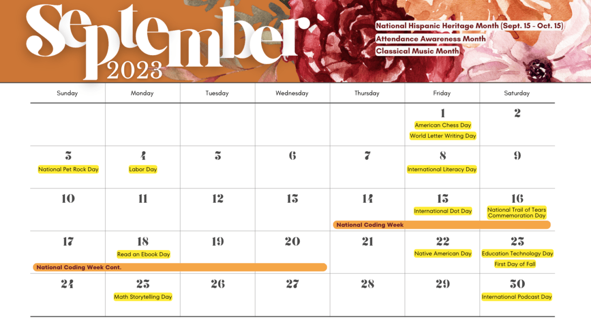 A Back to School Calendar Packed with Celebrations – TCEA TechNotes Blog