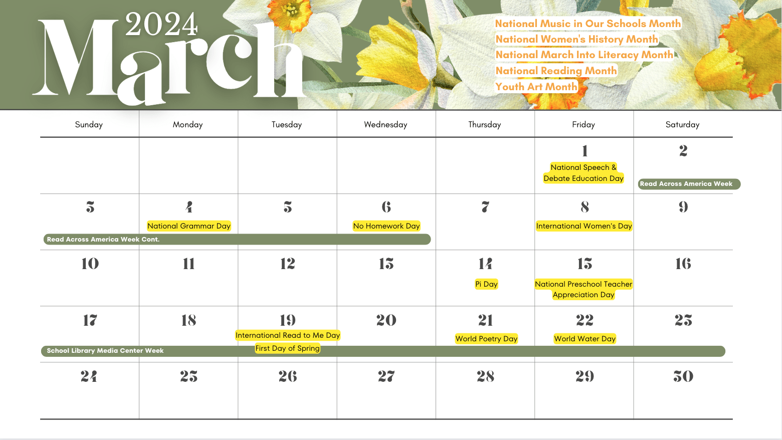 A Back to School Calendar Packed with Celebrations – TCEA TechNotes Blog