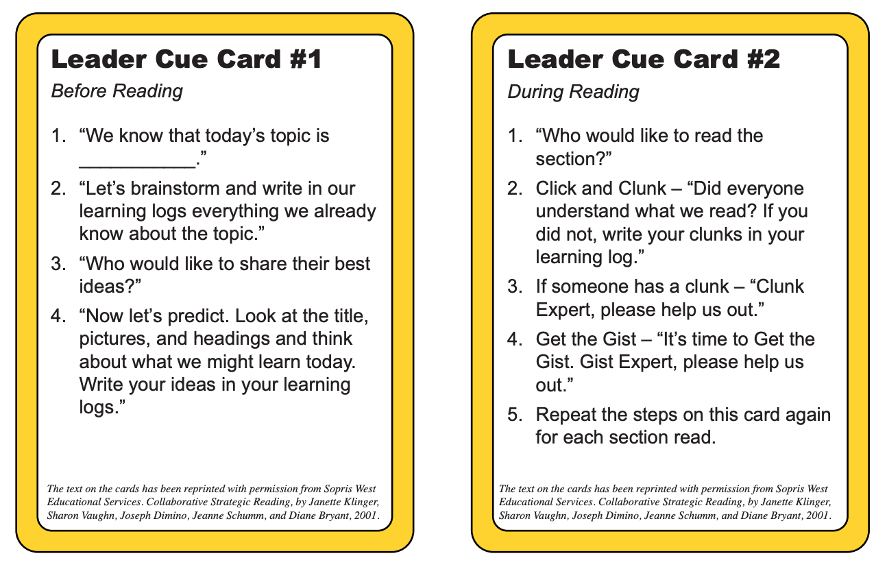 The Four Reading Comprehension Strategies of Collaborative Strategic ...